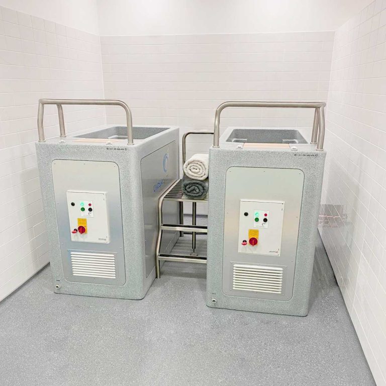 Team ice bath - recovery post exercise, sports or training